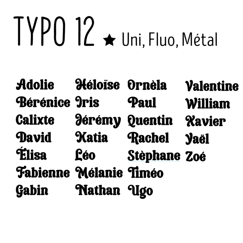 Typo 12 ★ Uni Fluo Métal La Fabrique Dava